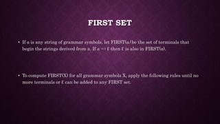 First and follow set | PPTX