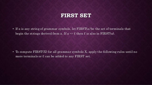 First And Follow Set 