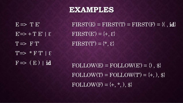 First And Follow Set