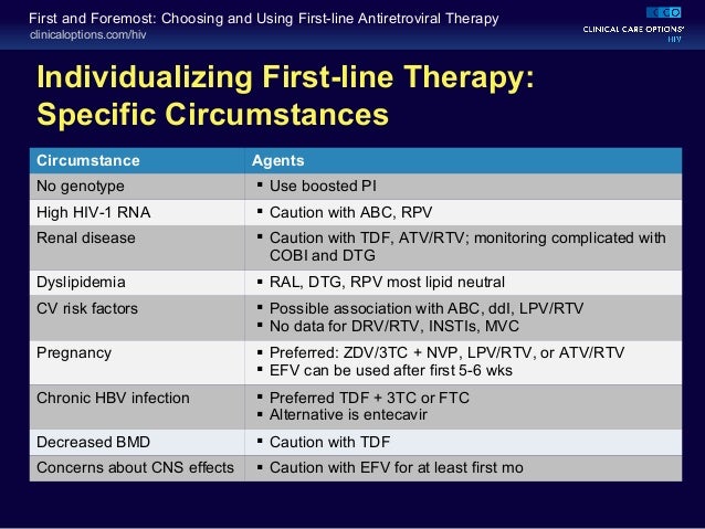 First and foremost choosing and using first line antiretroviral thera…