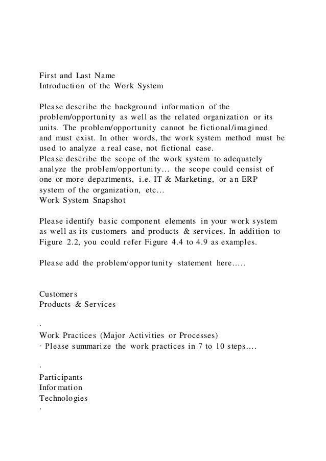 First and Last NameIntroduction of the Work SystemPlease d | PDF