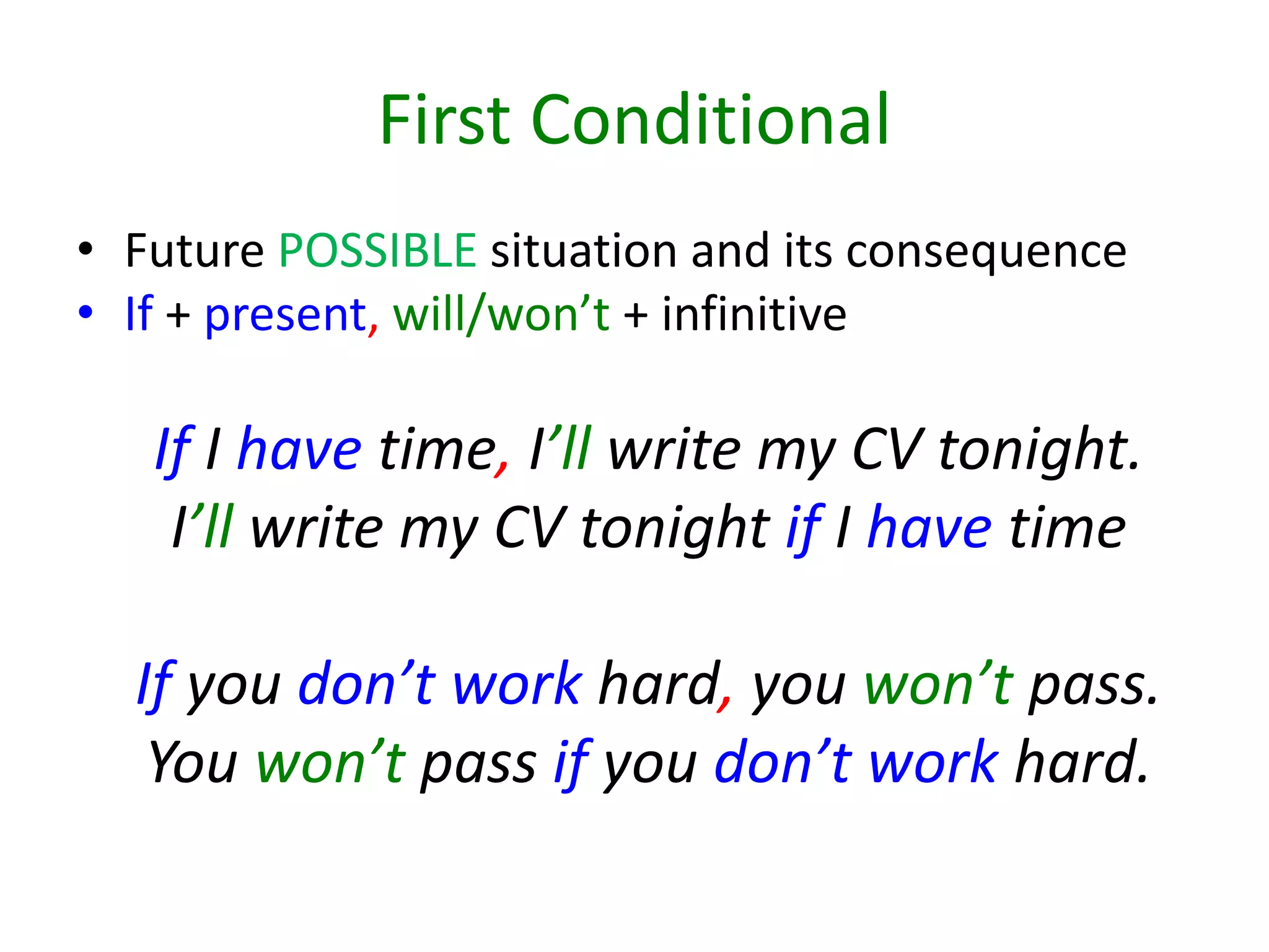 First and second conditionals | PPTX