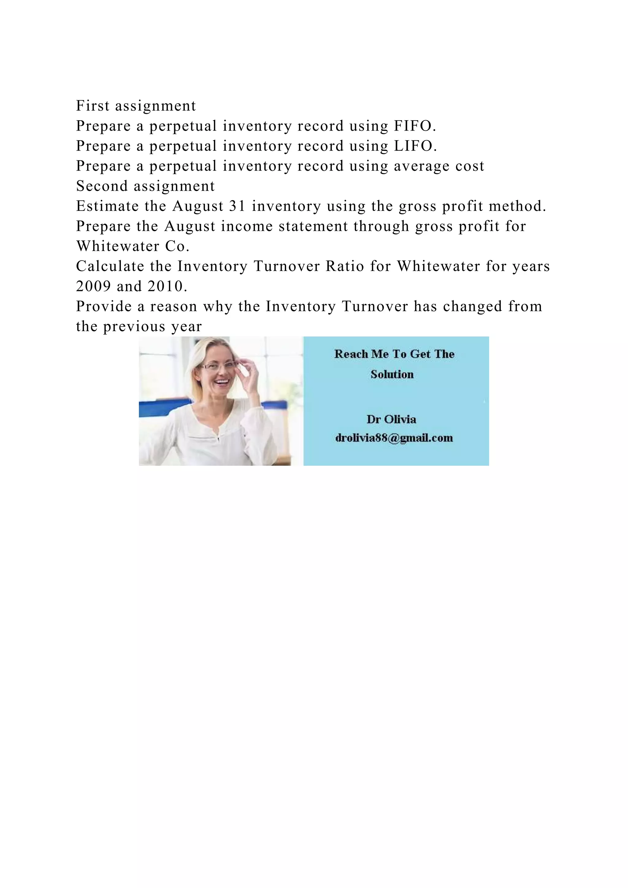 First assignmentPrepare a perpetual inventory record using FIFO..docx