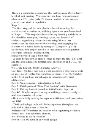 First AssignmentUniversal Design for Learning (UDL) can be def.docx