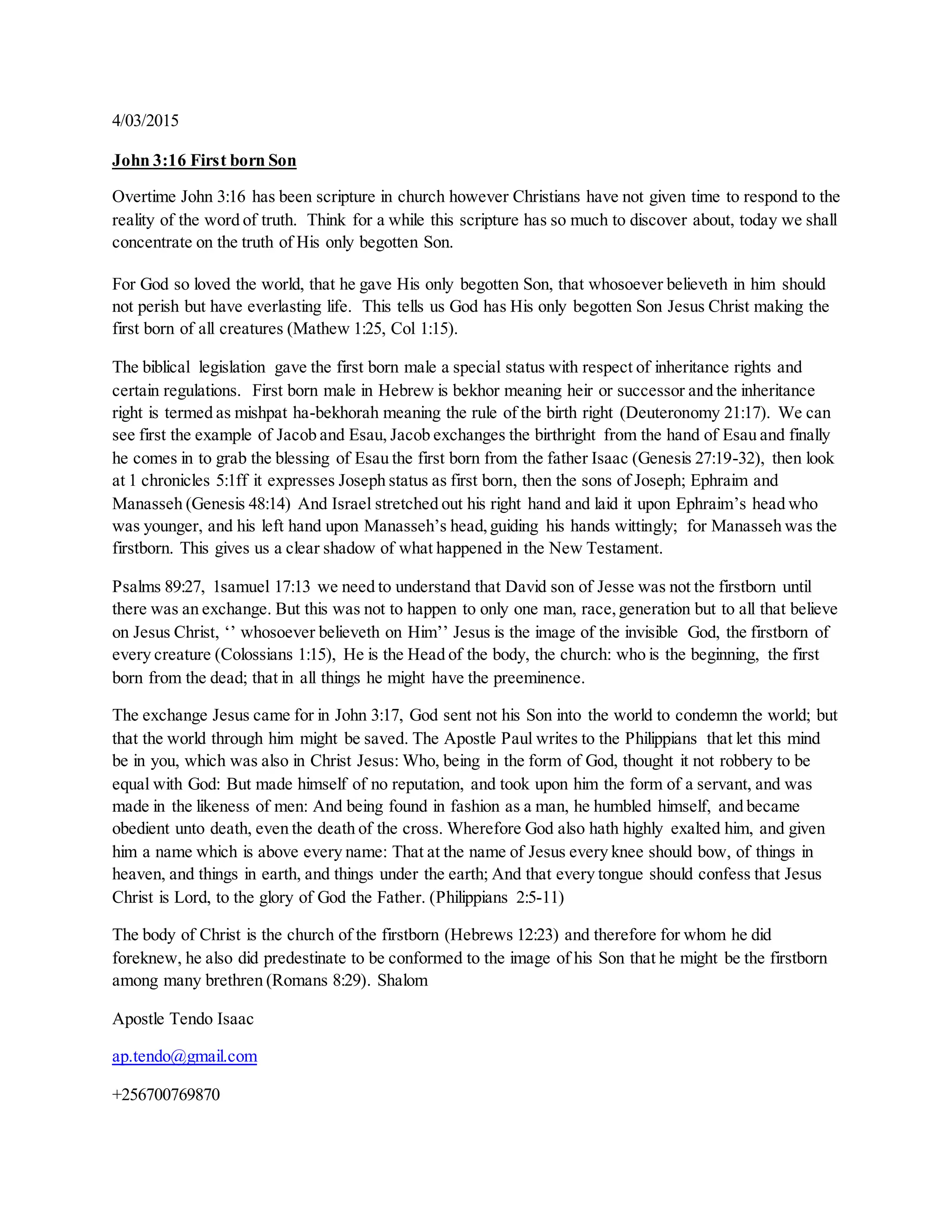 Firstborn son | DOCX