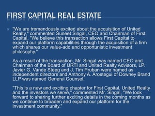 First Capital Real Estate Acquires New York Advisory Firm in $175 ...