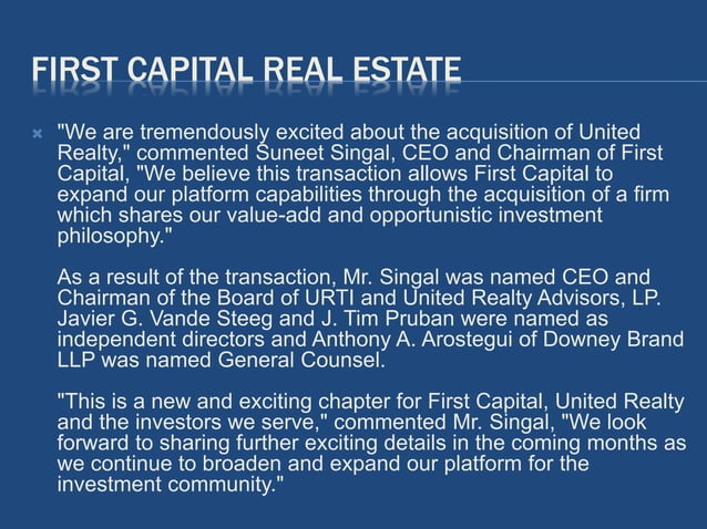 First Capital Real Estate Acquires New York Advisory Firm in $175 ...