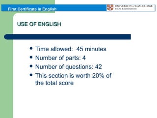 First Certificate in English | PPT | Standardized Testing | Educational ...