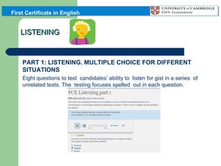 First Certificate in English | PPT | Standardized Testing | Educational ...