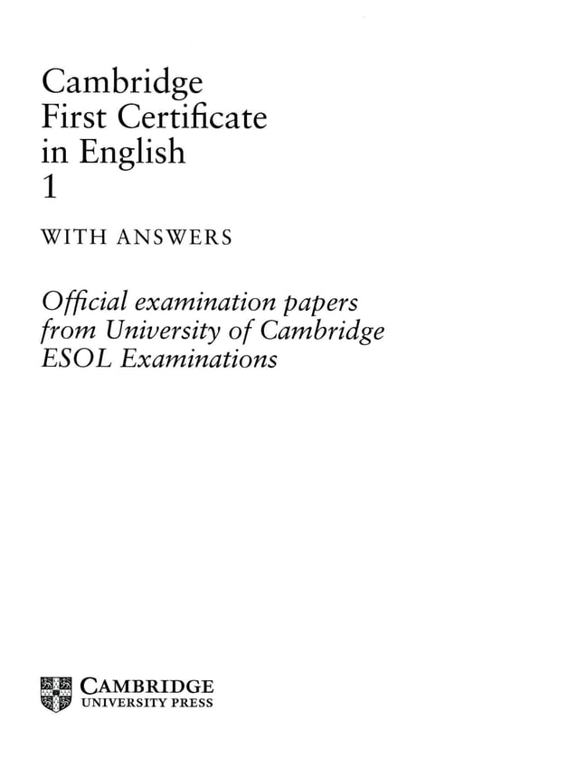 First certificate in English 1 for updated exam with answers [cambridge ...