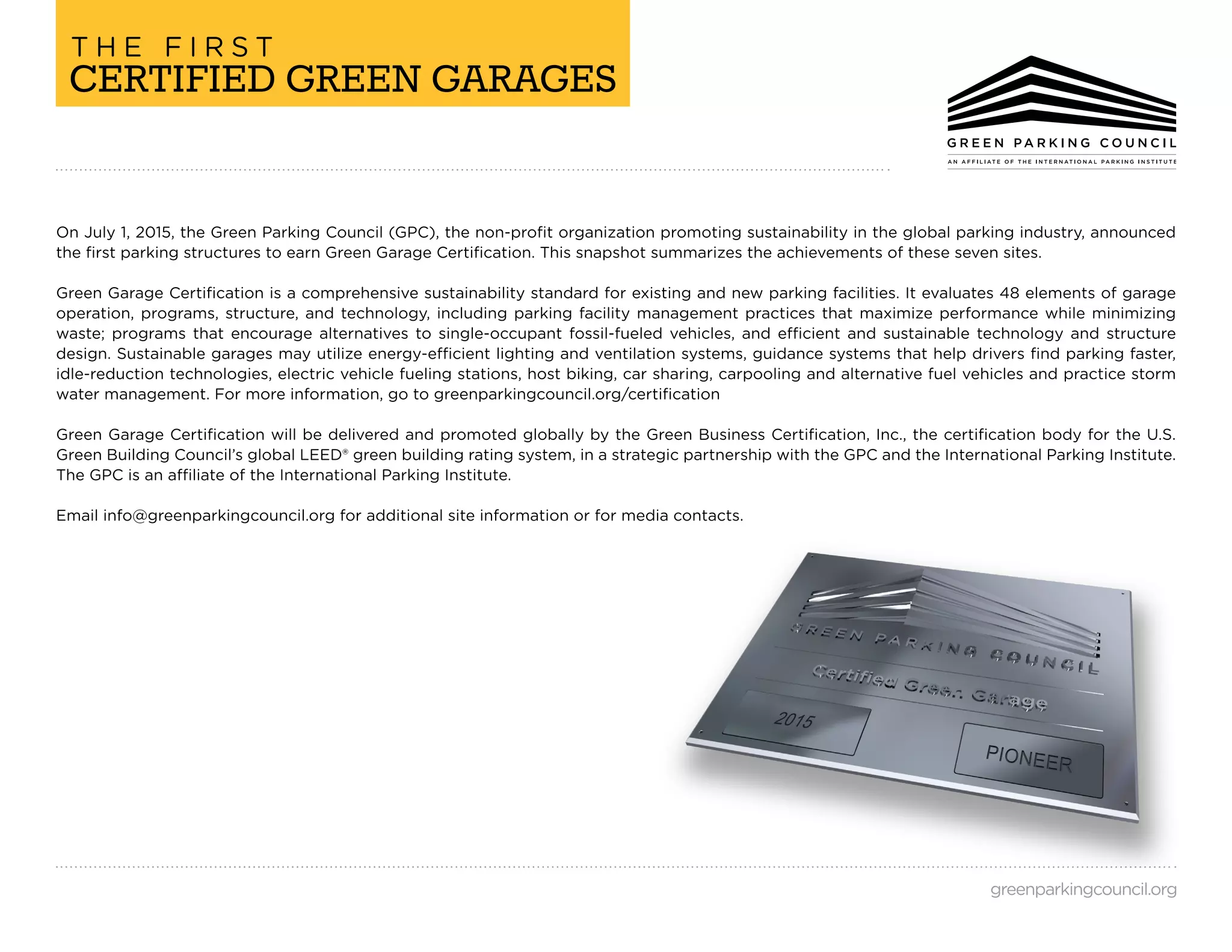 First Certified Green Garages: Snapshot | PDF