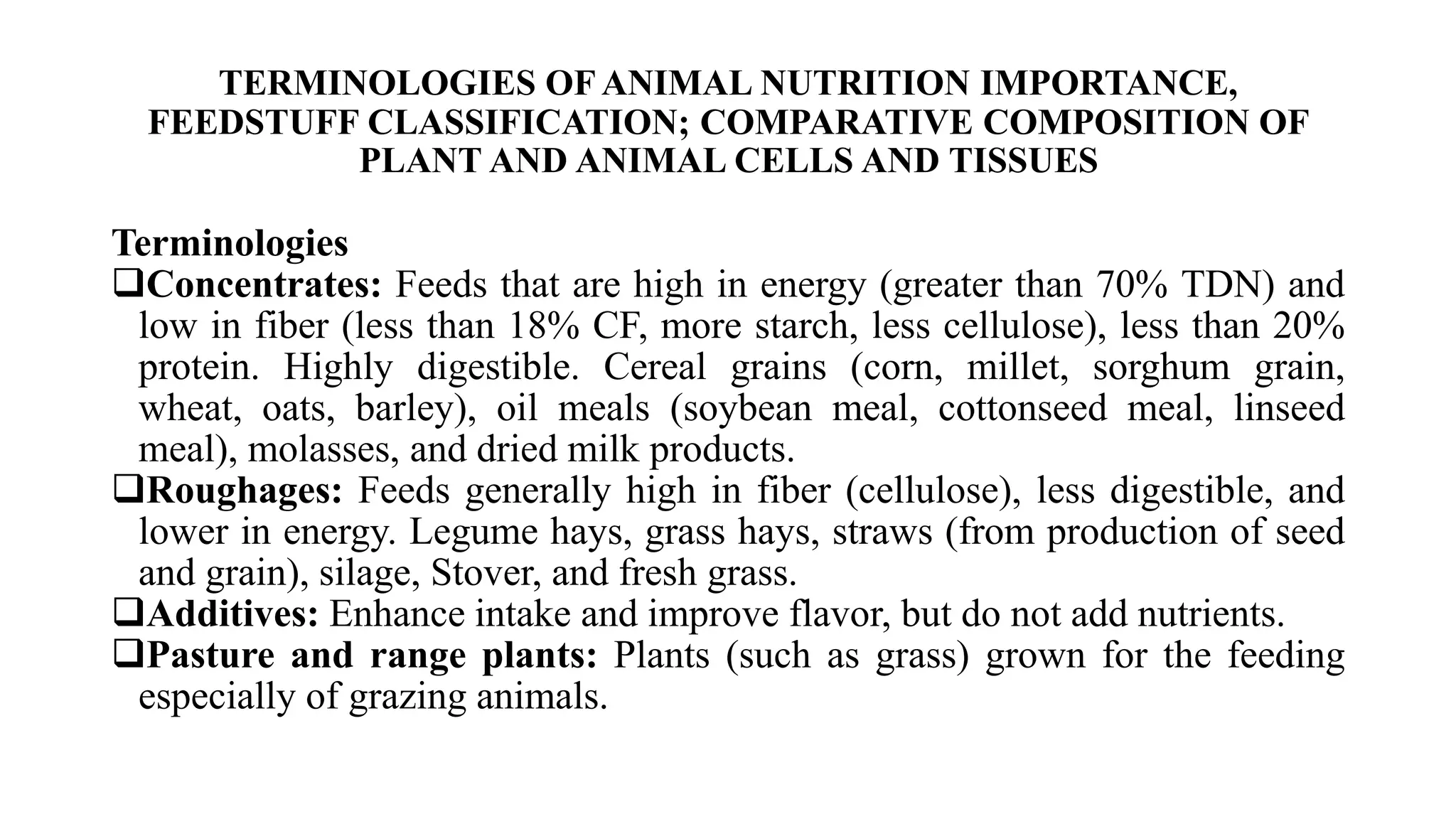 Animal Nutrition: Terminology, Cell, Tissues | PDF
