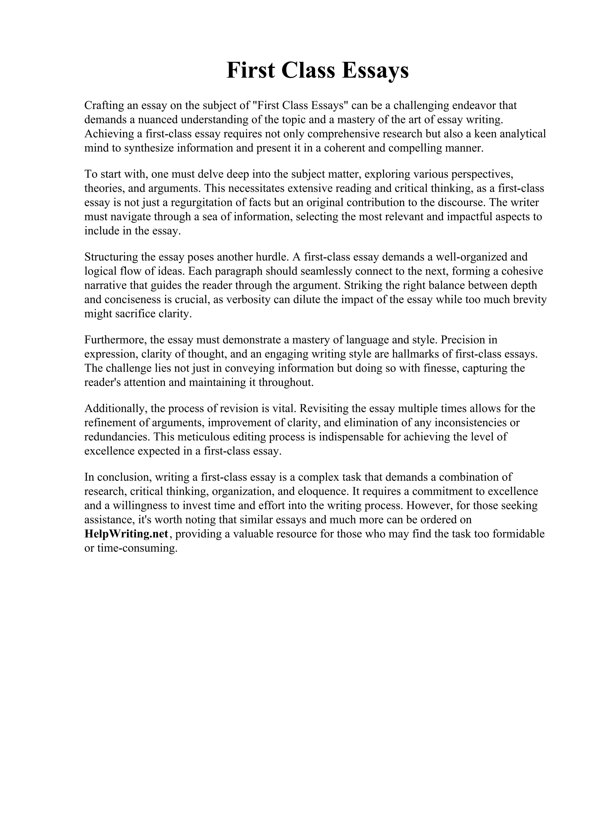 First Class Essays | PDF