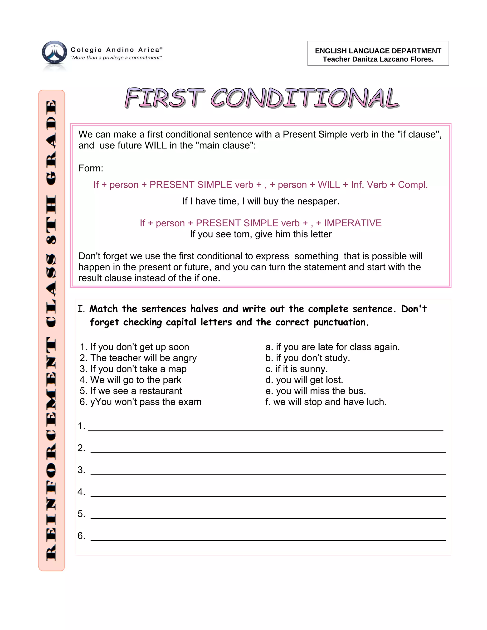 First conditional 8th grade | PDF | Travel Preparation and Advice | Travel