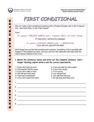First conditional 8th grade | PDF | Travel Preparation and Advice | Travel