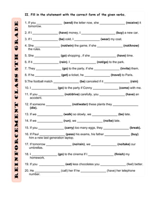 First conditional 8th grade | PDF | Travel Preparation and Advice | Travel