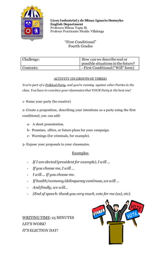 First conditional activity fourth grades | PDF