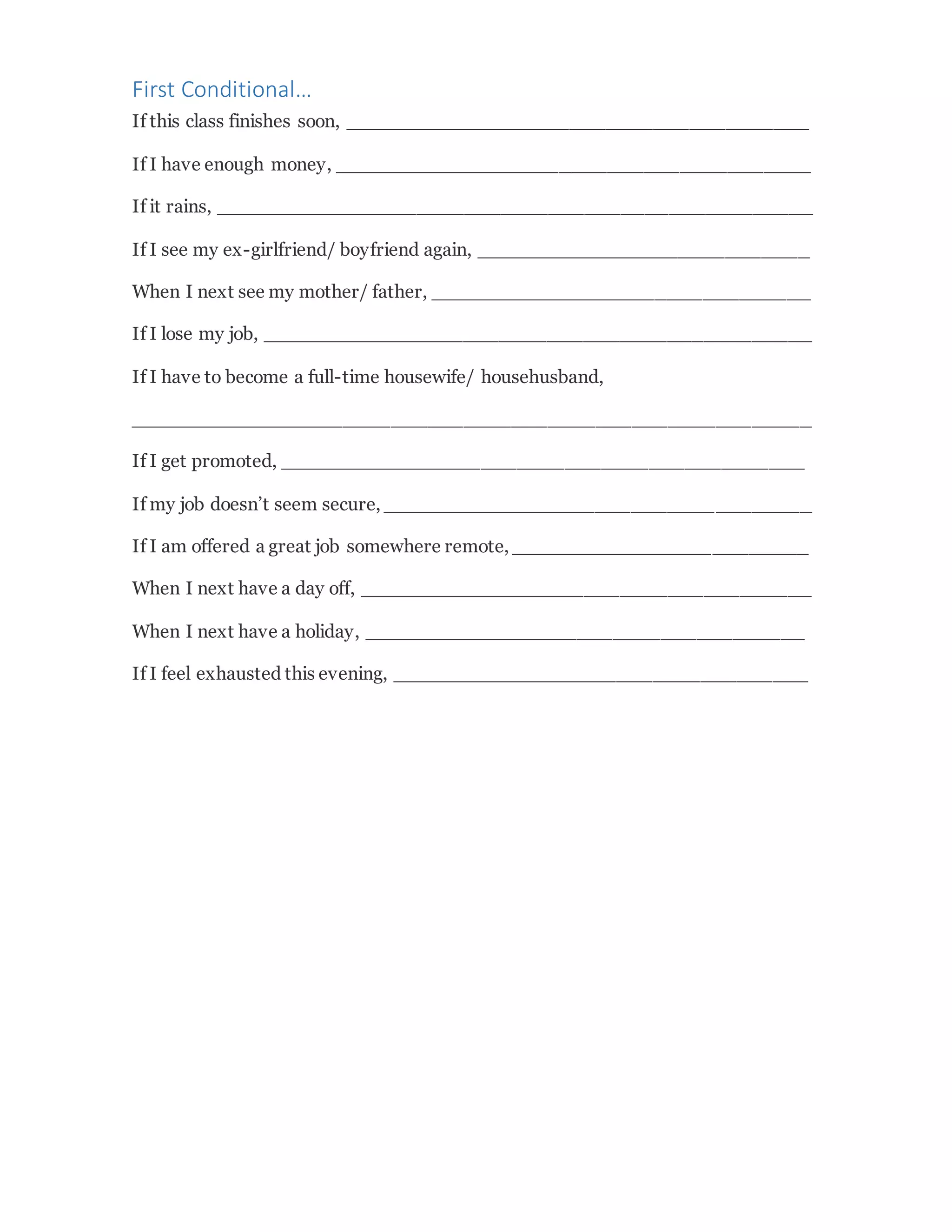 First conditional | DOCX