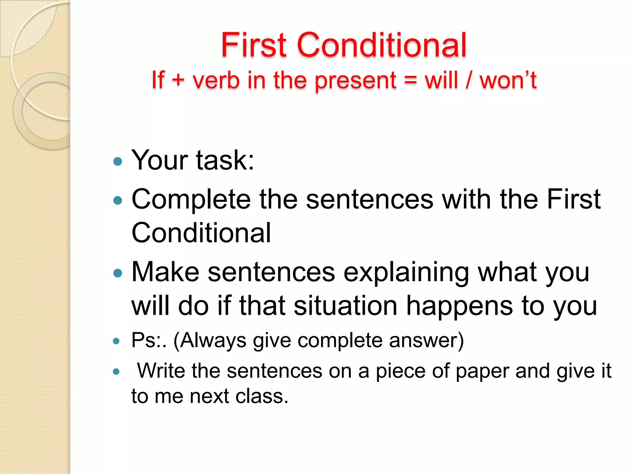 First conditional exercises | PPT