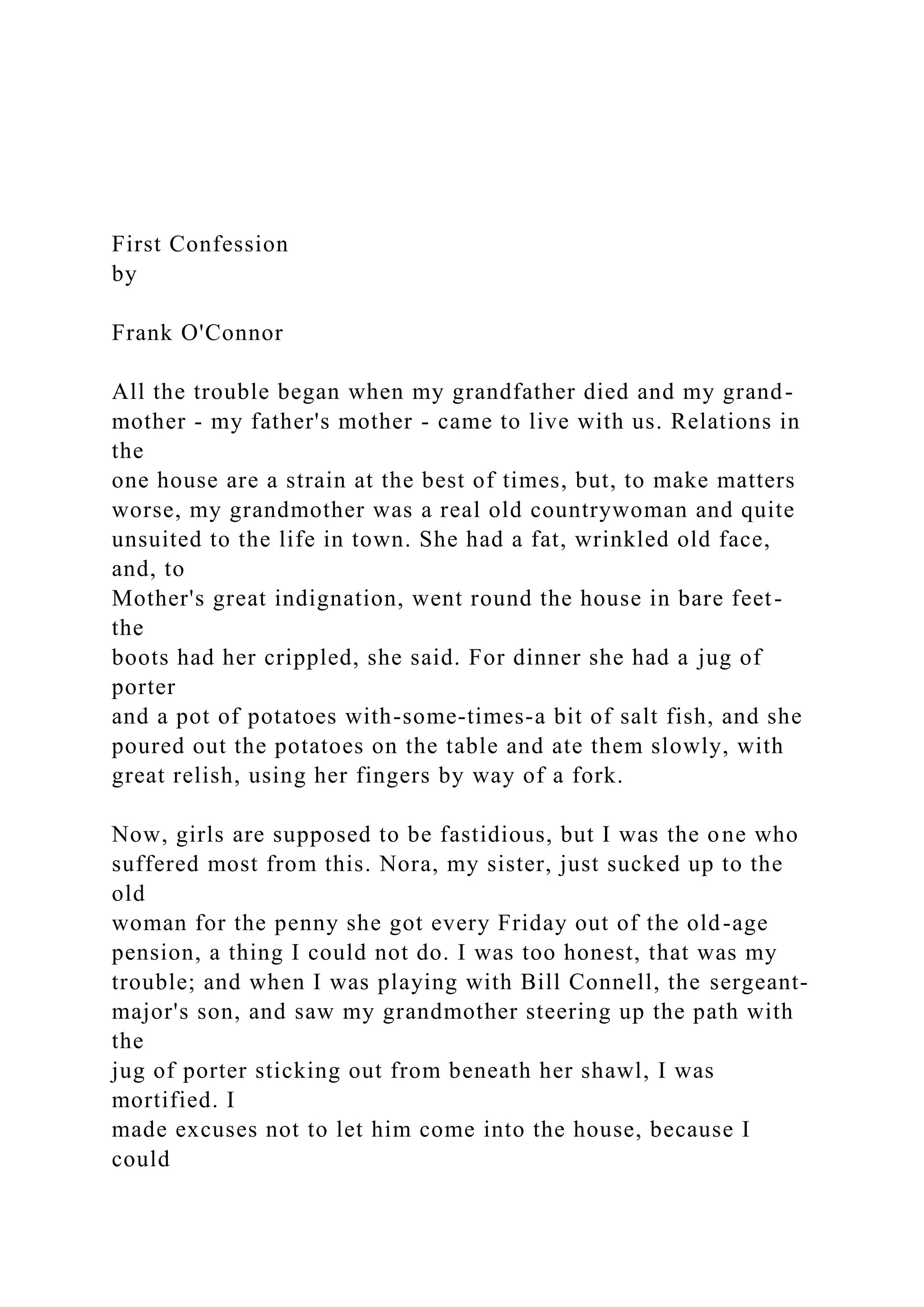 First Confession by Frank OConnor All the trouble .docx