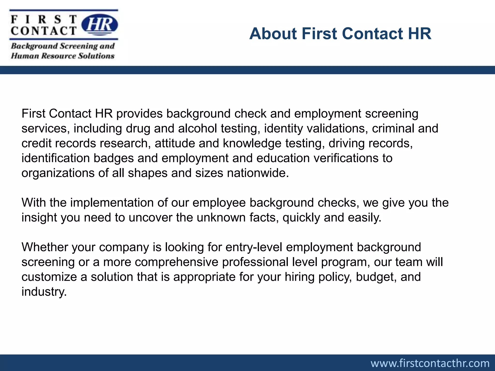 First Contact HR Overview | PPTX