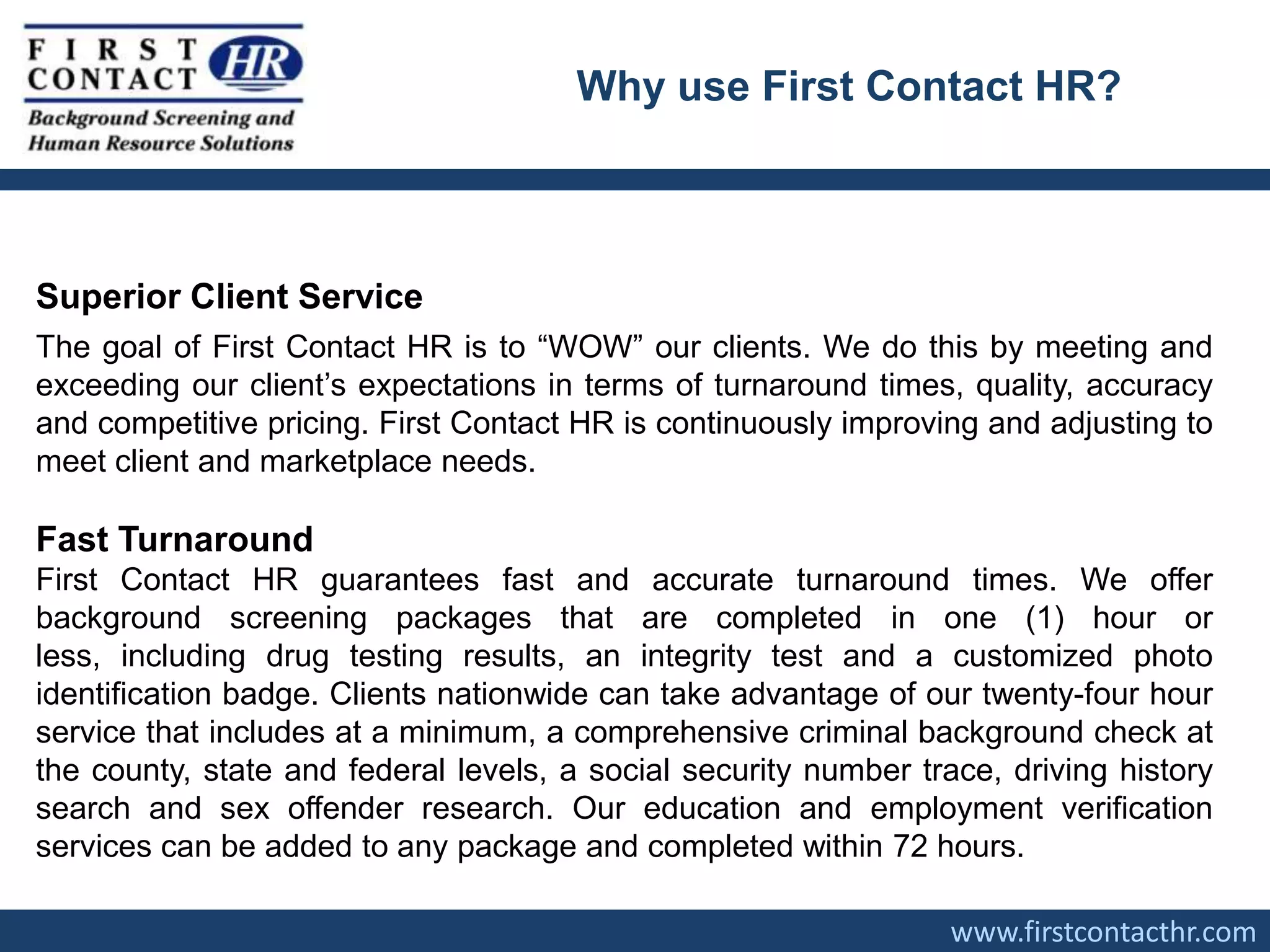 First Contact HR Overview | PPTX