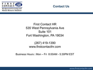 First Contact HR Overview | PPTX