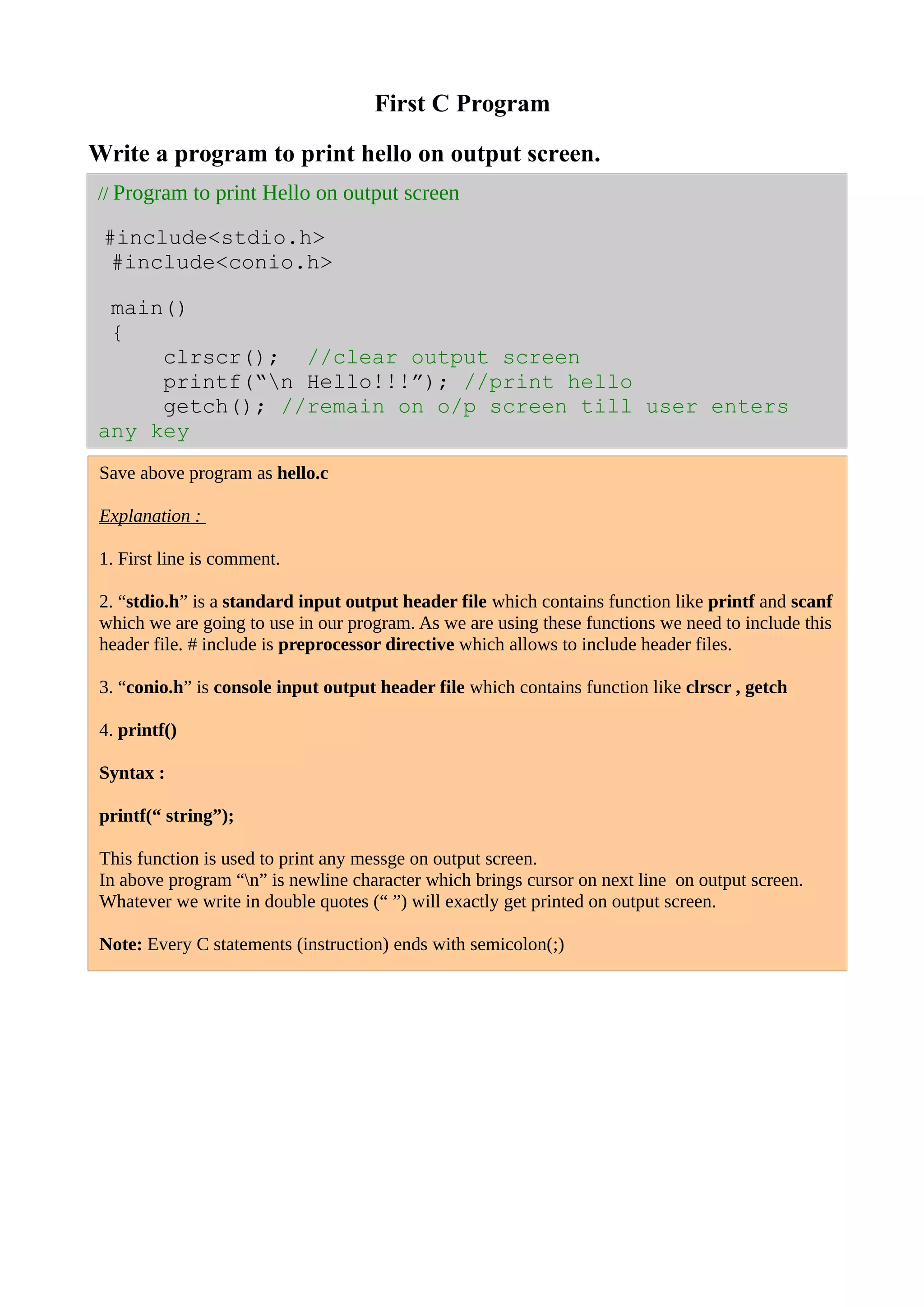 First c program | PDF | Programming Languages | Computing