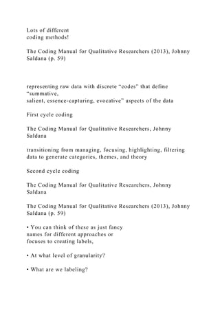 First Cycle CodingContent drawn from Johnny Saldana’s The .docx
