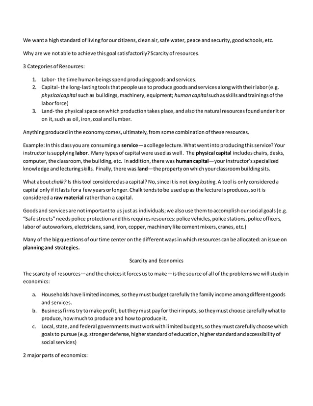 Introduction to Economics (first day lesson) | DOCX | Economy ...