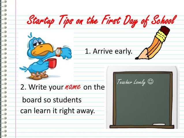 First day of school tips pptx | PPTX | Secondary Education | Education