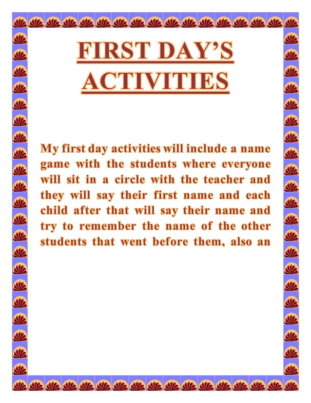 First day's activities | PDF