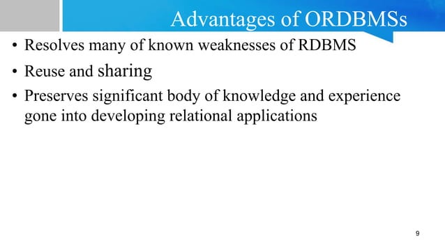Object Relational Database Management System Ordbms Ppt