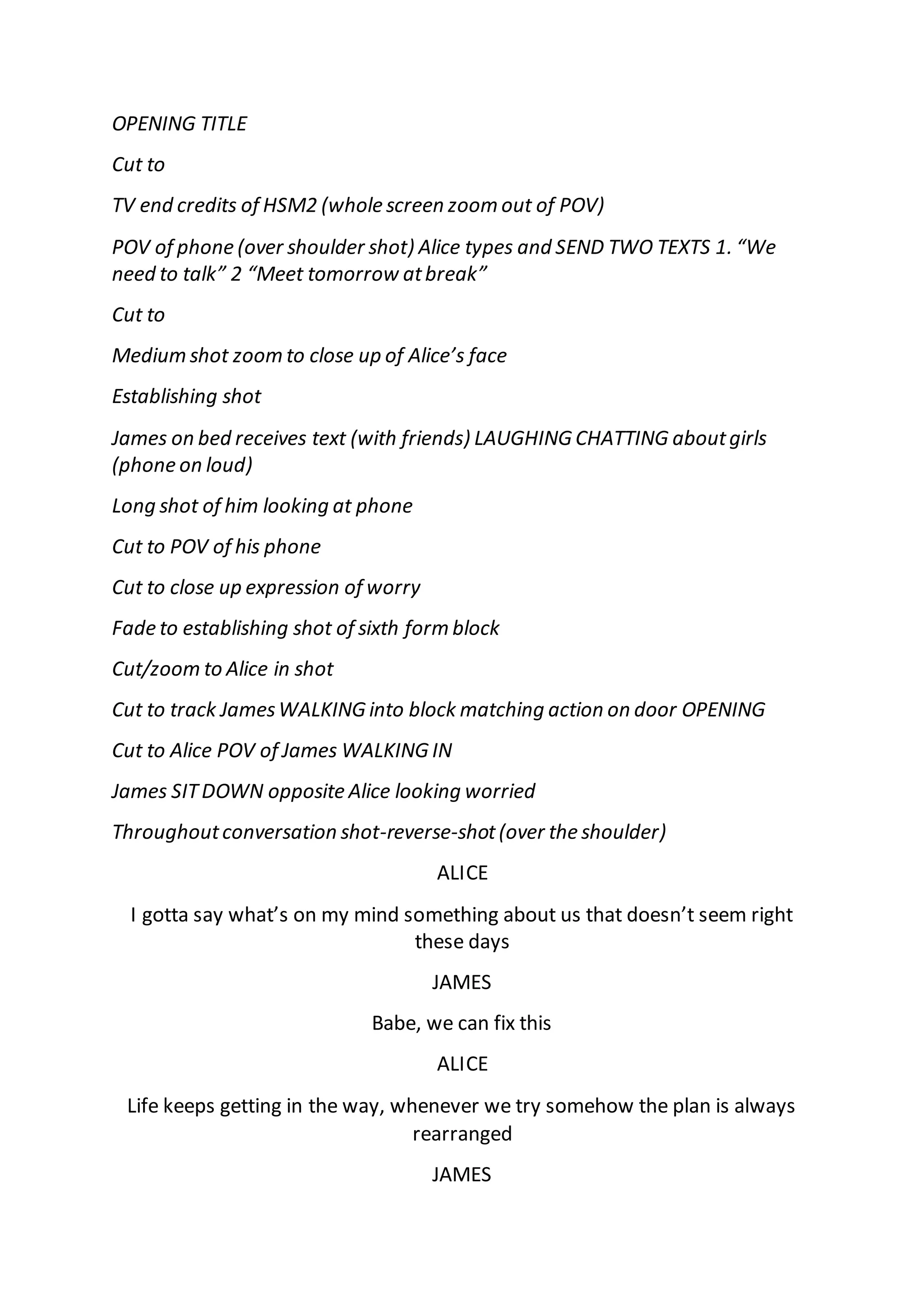 First draft of our short film script | DOCX