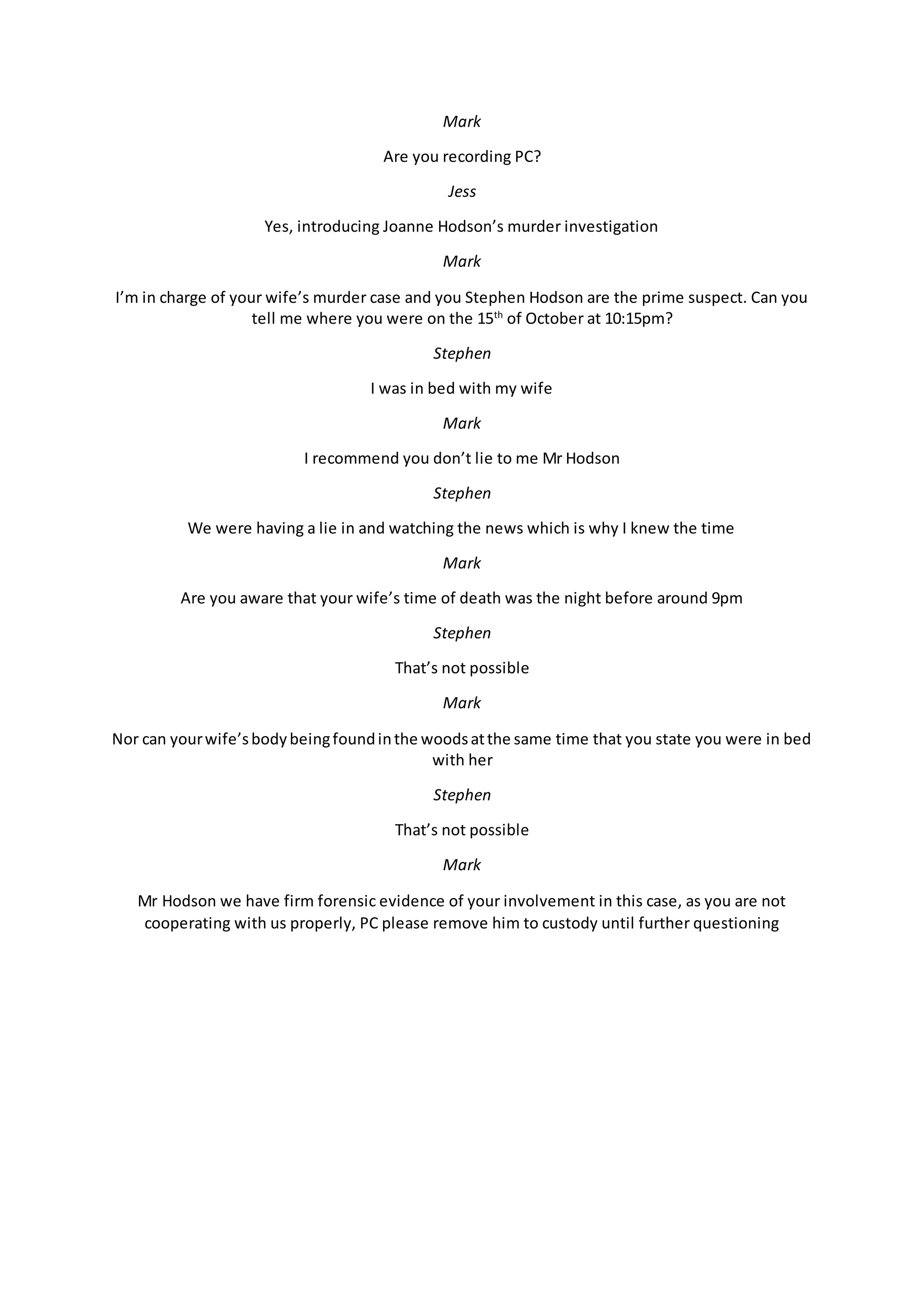 First draft of script - preliminary task | PDF