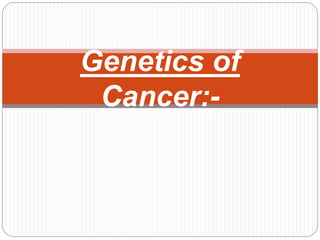 Basic concept of Cancer and cancer cell. | PPTX