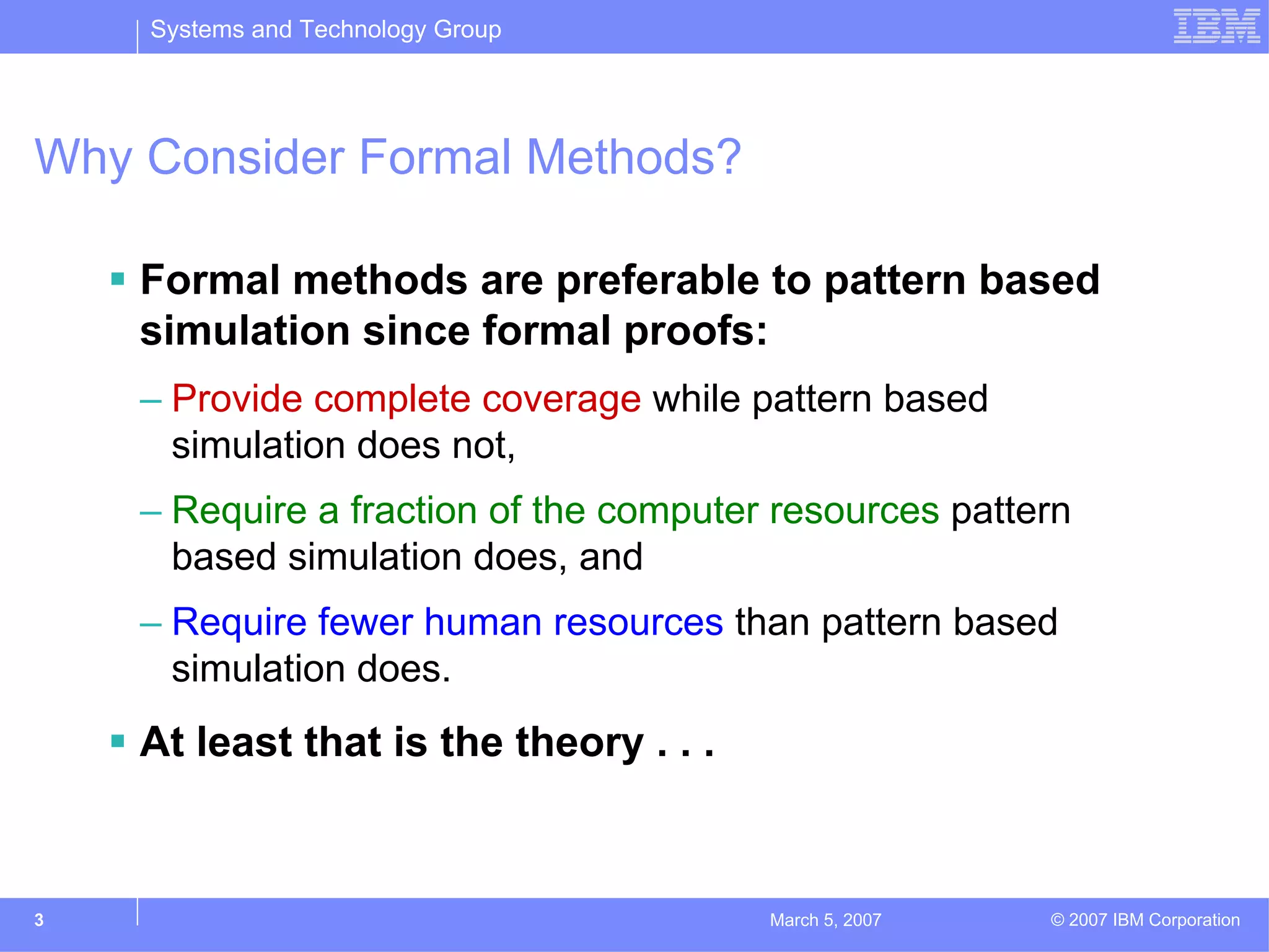 Experience with Formal Methods, Especially Sequential Equivalence Checking | PDF