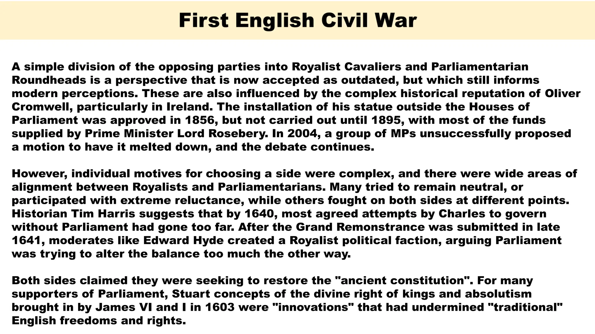 First English Civil War a history, photos and text from Wikipedia. | PPT