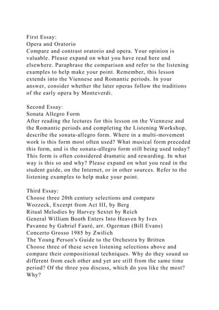First Essay Opera and OratorioCompare and contrast oratorio an.docx