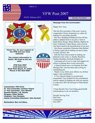 Firstever newsletter vfw feb 2012 | PDF