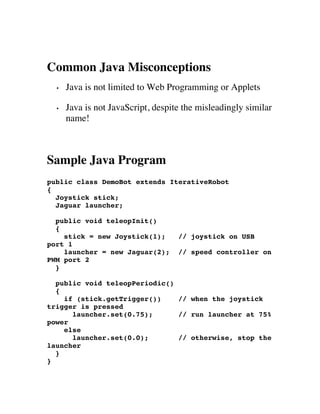 First fare 2011 frc-java-introduction | PDF | Programming Languages | Computing