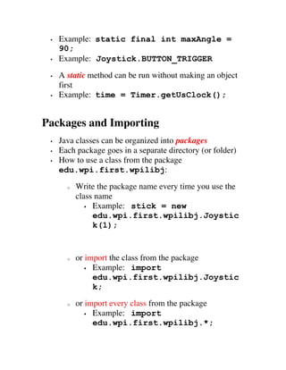 First fare 2011 frc-java-introduction | PDF | Programming Languages | Computing