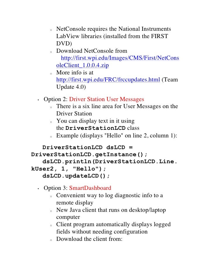 Frc driver station view user program output - pevsera