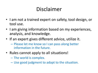 FIRSTFare 2012 tool design and safety | PPT