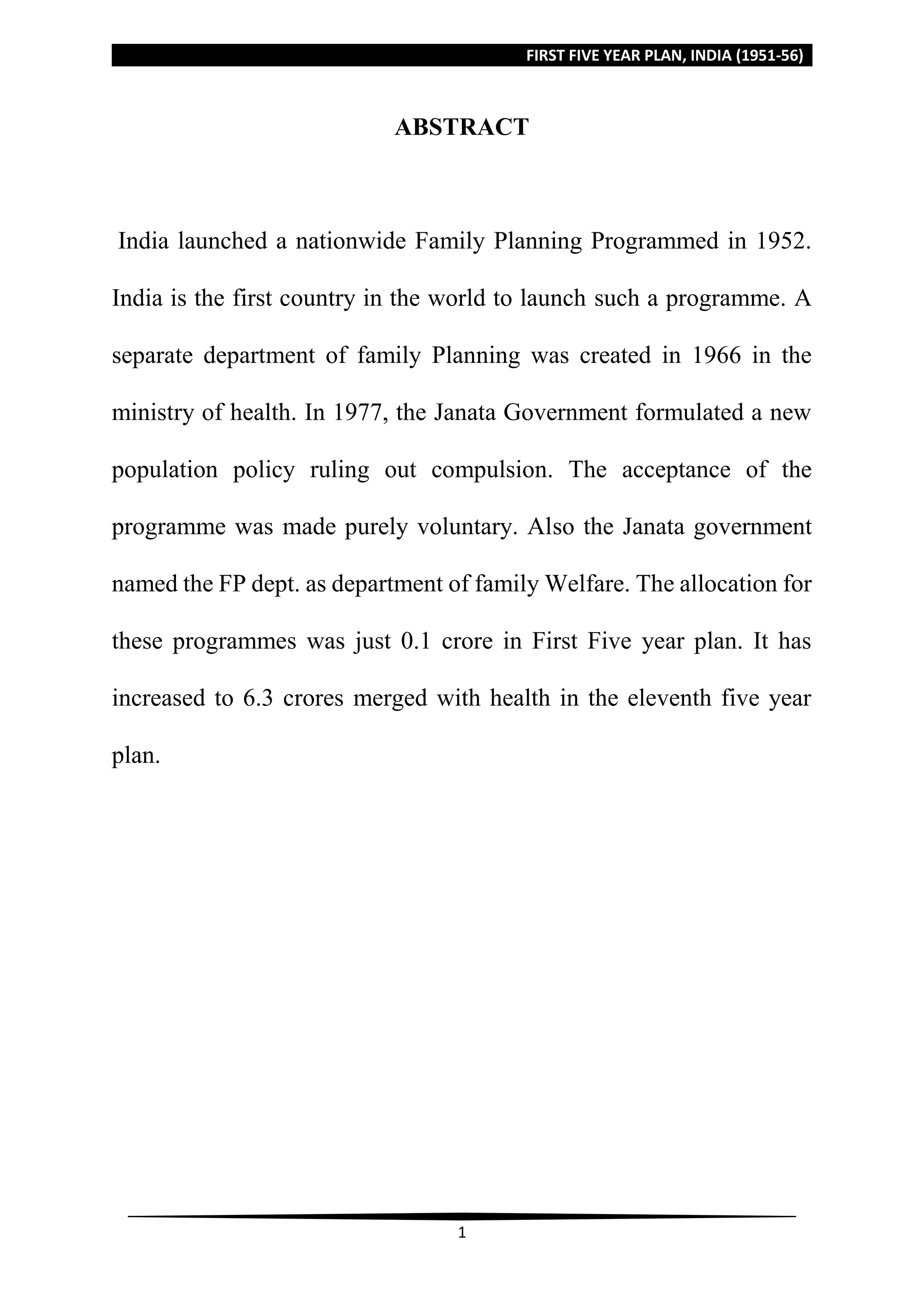 First Five Year Plan India, 1951-56 | PDF