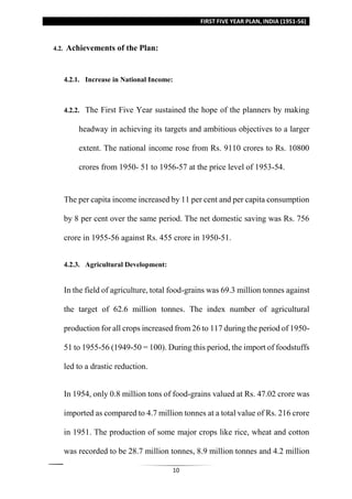 First Five Year Plan India, 1951-56 | PDF