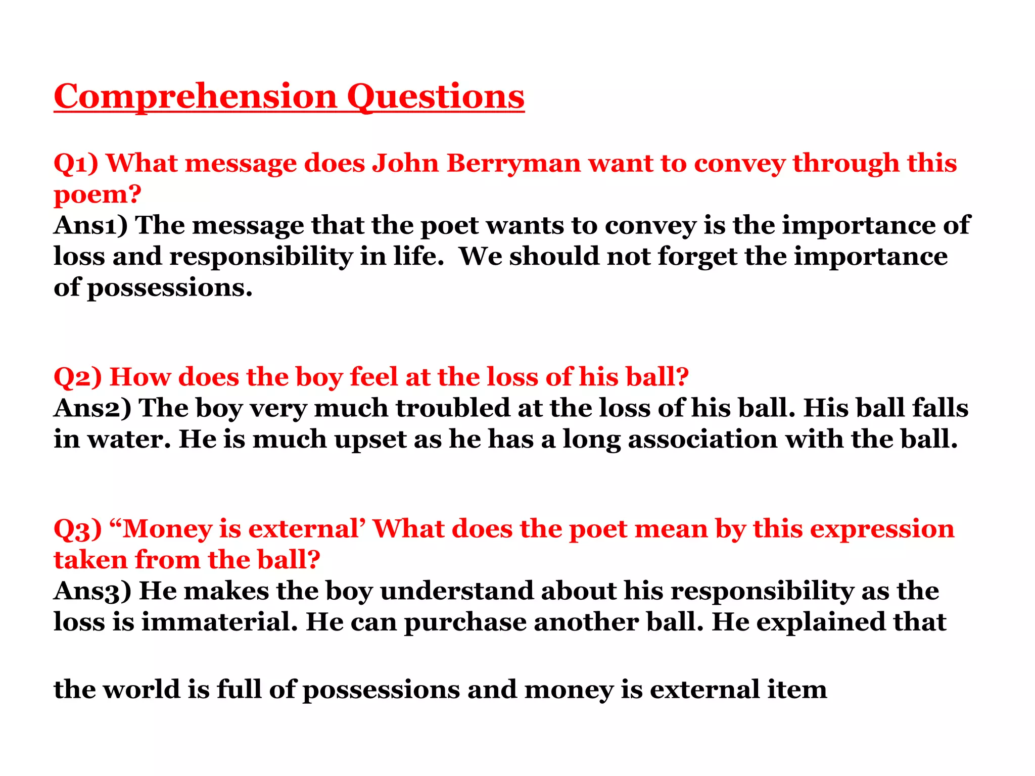 First Flight Poem 3 The Ball Poem.ppt