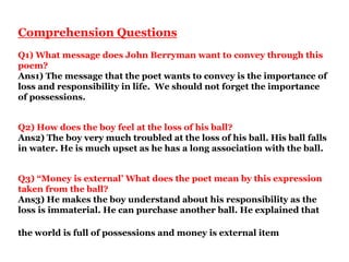 First Flight Poem 3 The Ball Poem.ppt