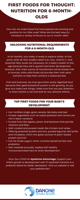 First Foods for Thought Nutrition for 6-Month-Olds | PDF
