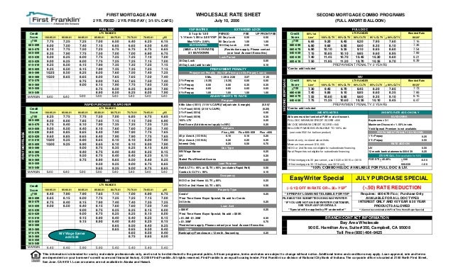 First Franklin Subprime Wholesale Rate Sheet July 10 2006 first-franklin-subprime-wholesale-rate-sheet-july-10-2006